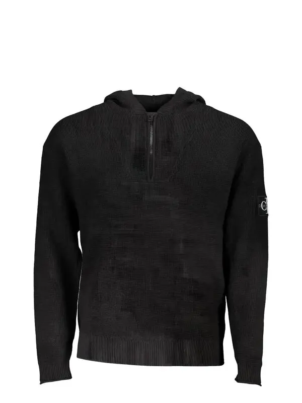Calvin Klein Waffle-knit Half-zip Hoodie - Black