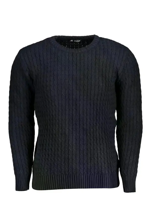 U.S. GRAND Cable-knit Elbow-patch Jumper - Blue