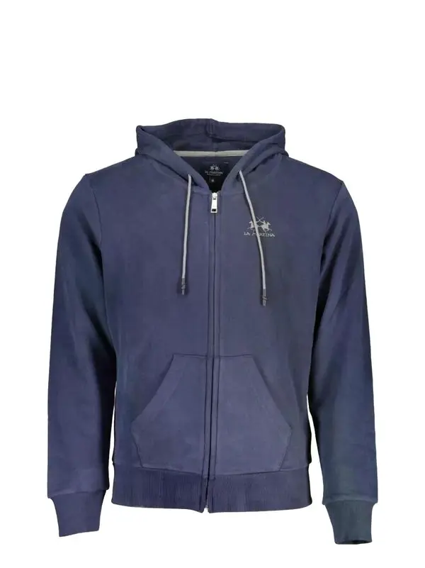 LA MARTINA Zip-up Logo Hoodie - Blue