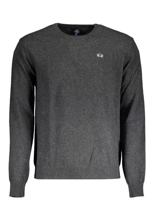 LA MARTINA Embroidered-logo Crew-neck Jumper - Grey