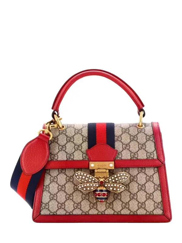 Gucci Queen Margaret Gg Coated Canvas Top Handle Satchel - Red