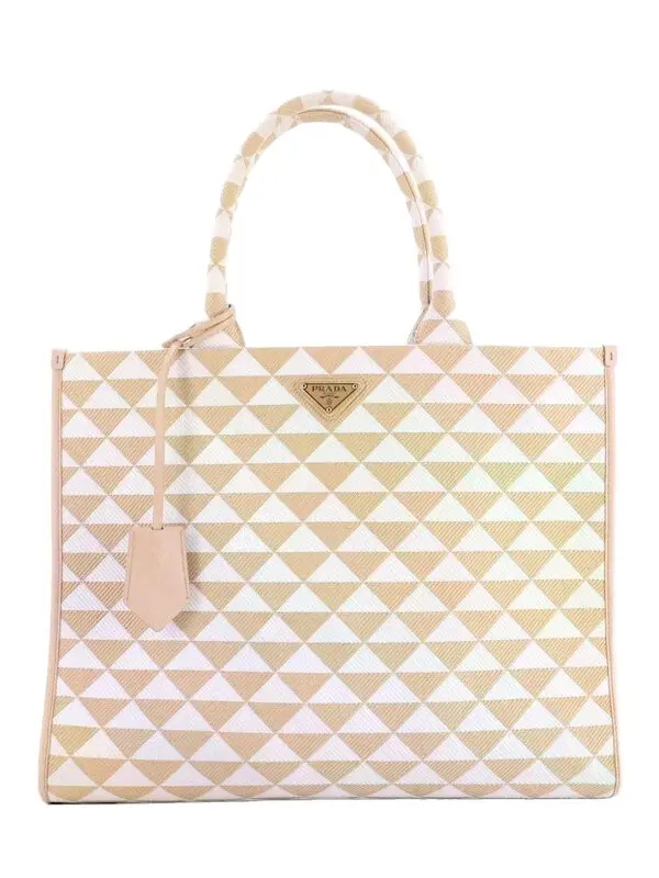 Prada Symbole Shopper Jacquard Large Tote Bag - Neutrals