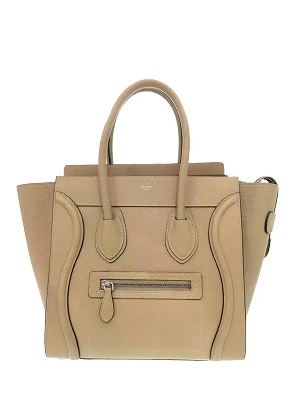 Celine 2019 Micro Leather Luggage Tote - Neutrals