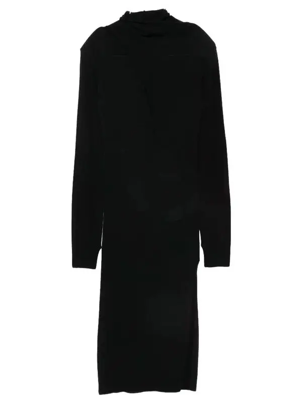 Attico Roll-neck Wool Dress - Black