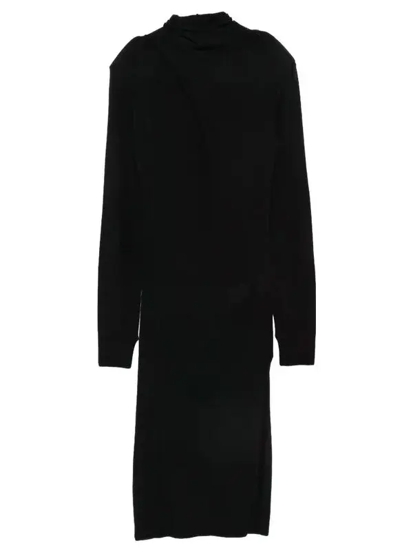 Attico Roll-neck Wool Dress - Black