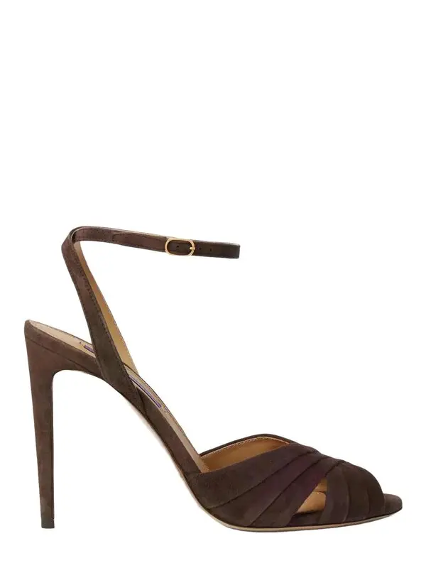 Ralph Lauren Pleated Stiletto Sandals - Brown