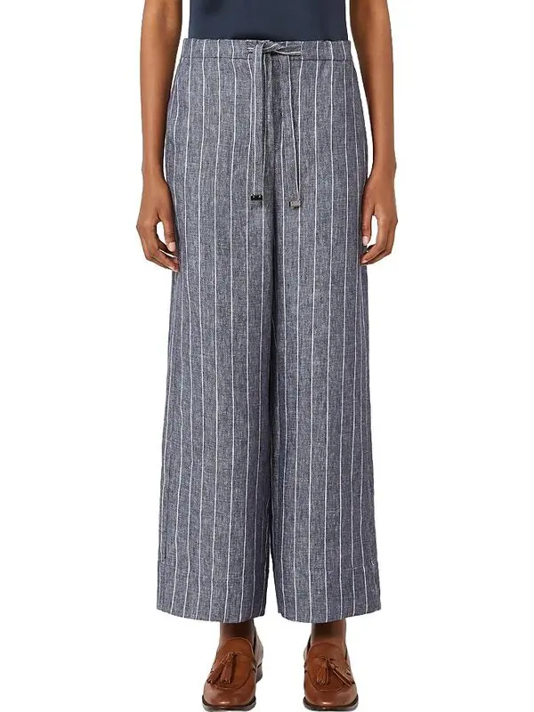 Max Mara Smmcresta Wide Leg Linen Pants - Ultramarine
