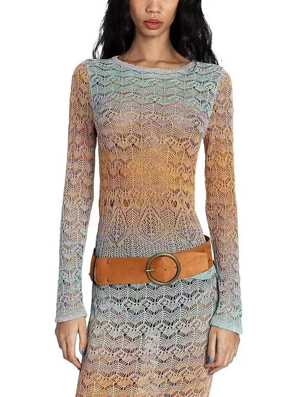 Anna Sui Ombre Space Dye Crochet Top - Sunset