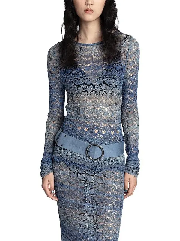 Anna Sui Ombre Space Dye Crochet Top - Twilight Blue