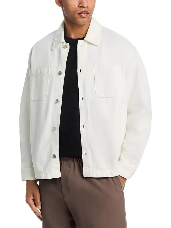 FRAME Regular Fit Linen Blend Shirt Jacket - Natural