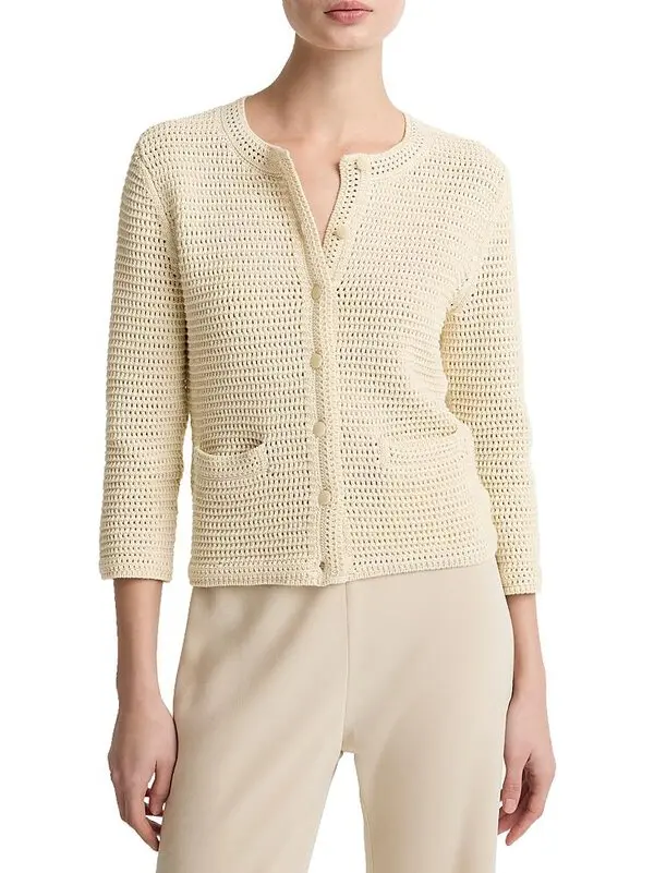 Vince Crochet Cardigan Jacket - Natural
