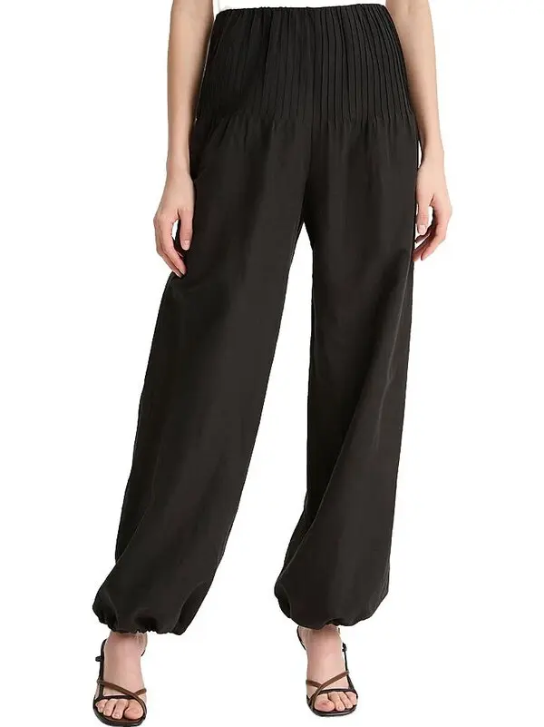 Vince High Waist Pintuck Trousers - Black