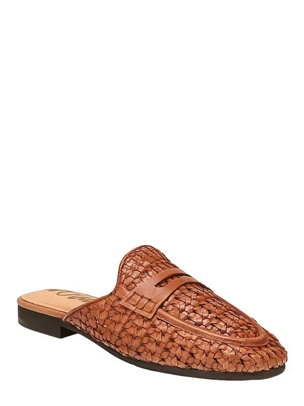 Sam Edelman Woven Leather Mule Flats - Saddle