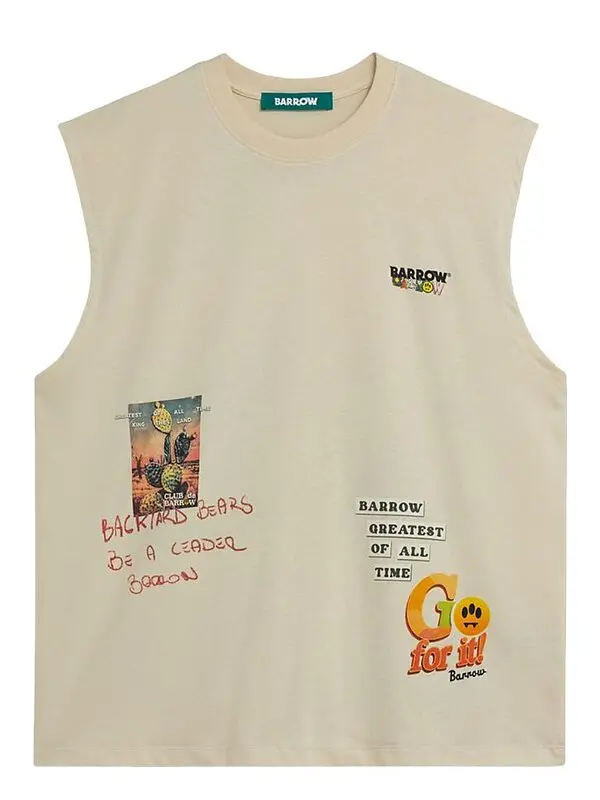 BARROW Patch Logo Sleeveless T-shirt - Cream