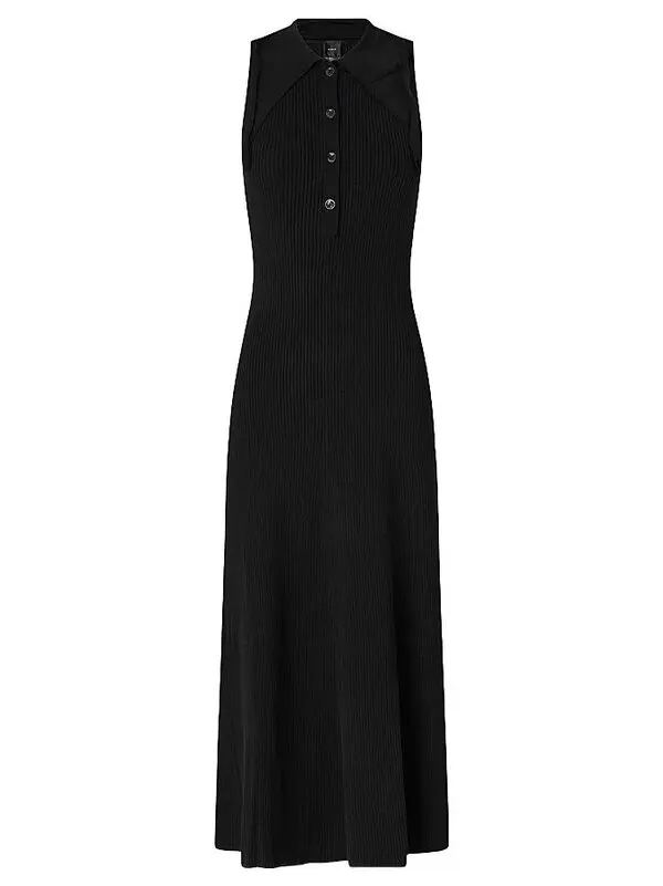 Pinko Ribbed Knit Collared Midi Dress - Z