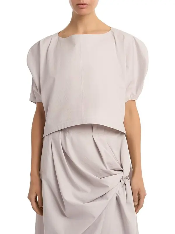Issey Miyake Gathered Sleeve Top - Light Gray