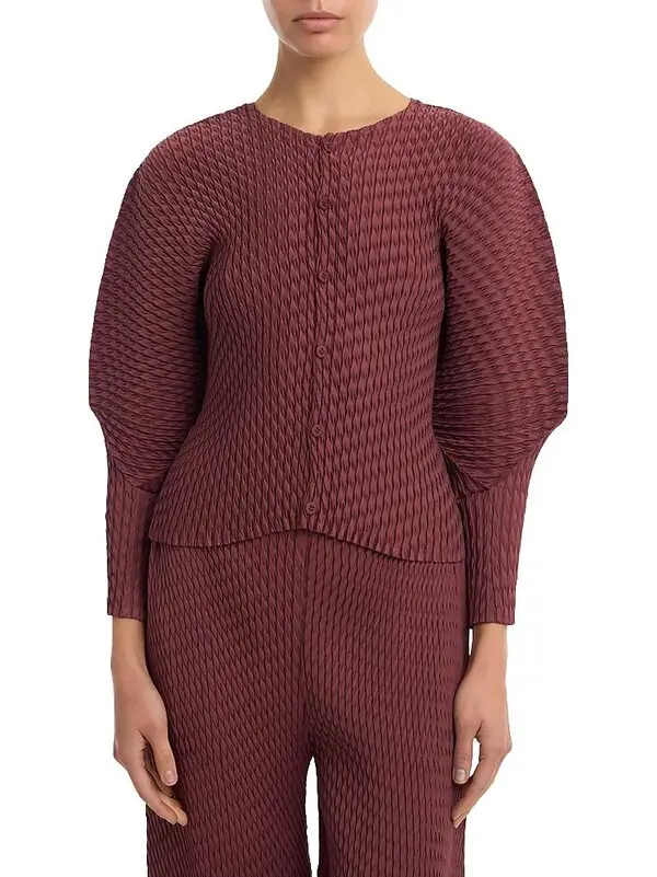 Issey Miyake Sleek Pleats Top - Burgundy