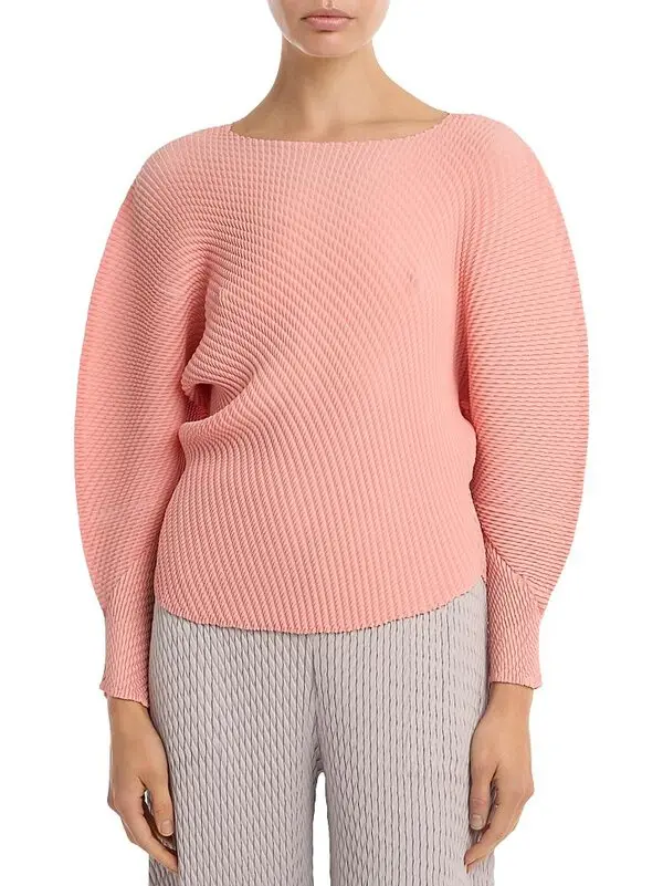 Issey Miyake Misty Pleated Dolman Sleeve Top - Flamingo Pink
