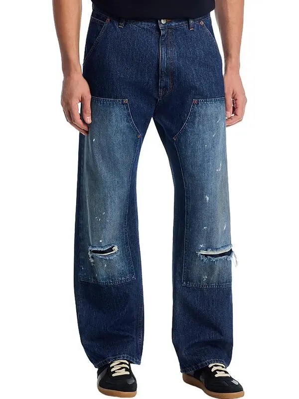 MAISON MARGIELA Rip Panel Straight Fit Jeans - Blue