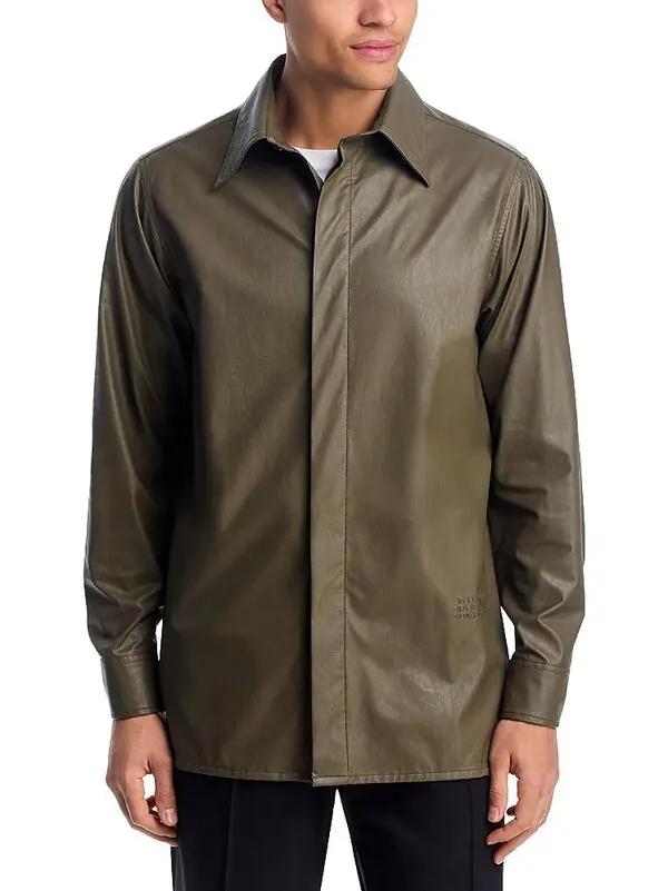MAISON MARGIELA Long Sleeve Hidden Placket Shirt - Khaki