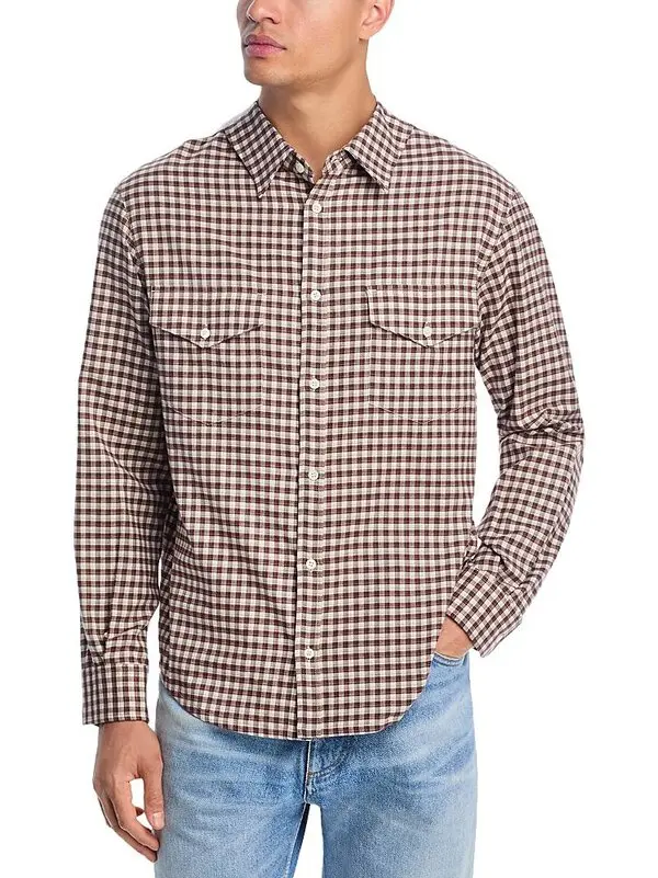 MAISON MARGIELA Long Sleeve Check Pocket Shirt - Brown