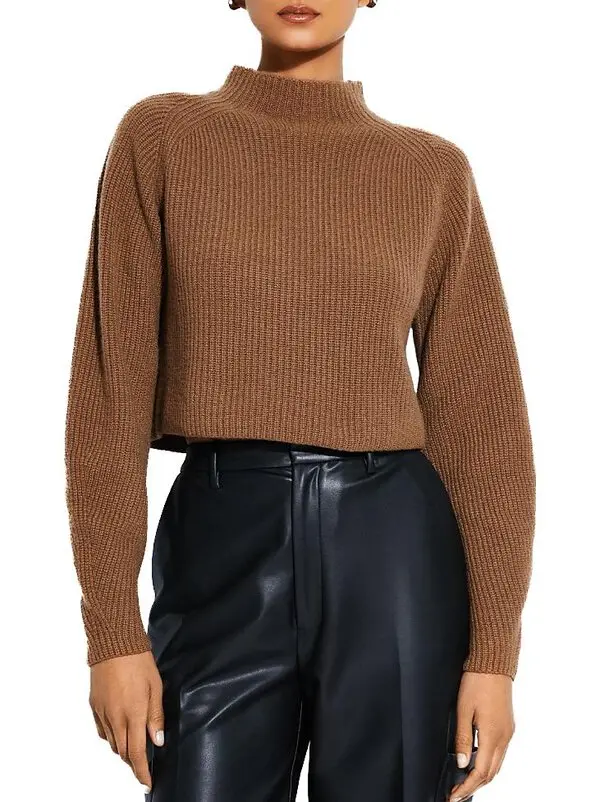 Lapointe Cashmere Silk Cropped Raglan Sweater - Camel