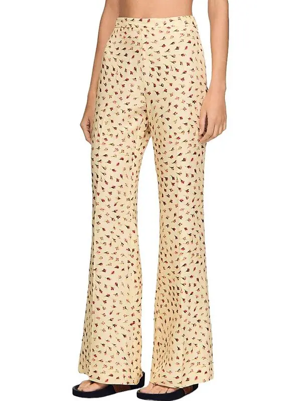 Sandro Floral Trousers - Butter / Pink