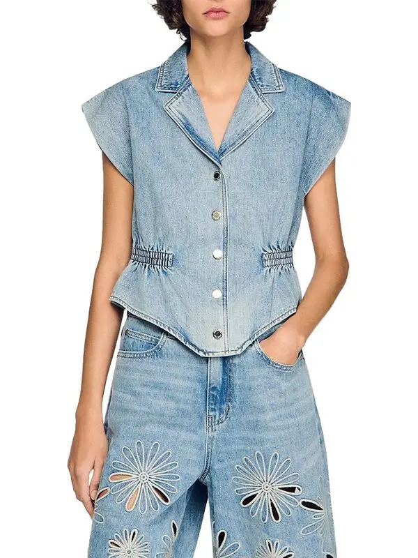 Sandro Denim Top - Blue Jean