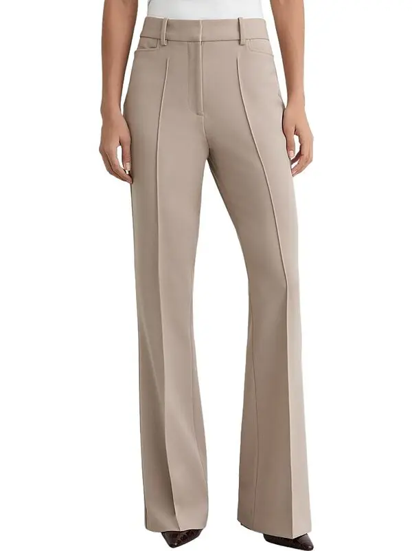 REISS Gabi Flare Leg Trousers - Stone Neutral
