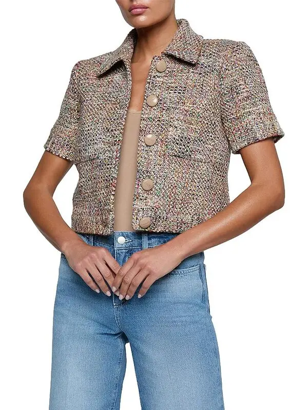 L'Agence Chita Crop Jacket - Rainbow Tweed