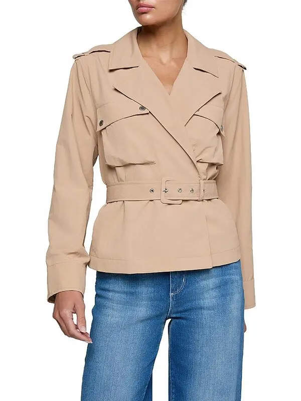 L'Agence Calida Short Windbreaker Trench Jacket - Praline