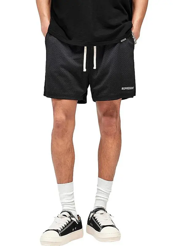 REPRESENT Washed Mesh Relaxed Fit Shorts - Black