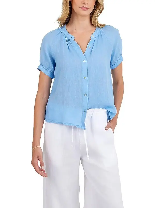Bella Dahl Short Sleeve Raglan Shirt - Tidal Blue