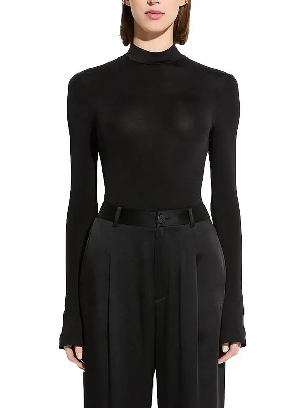 Lapointe Jersey Mock Neck Bodysuit - Black
