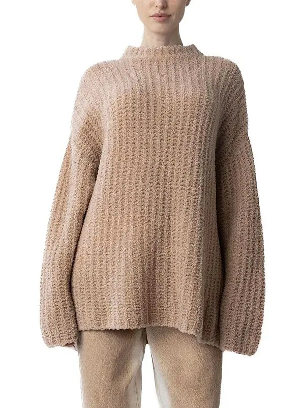 Lapointe Plush Boucle Oversized Crewneck Sweater - Champagne
