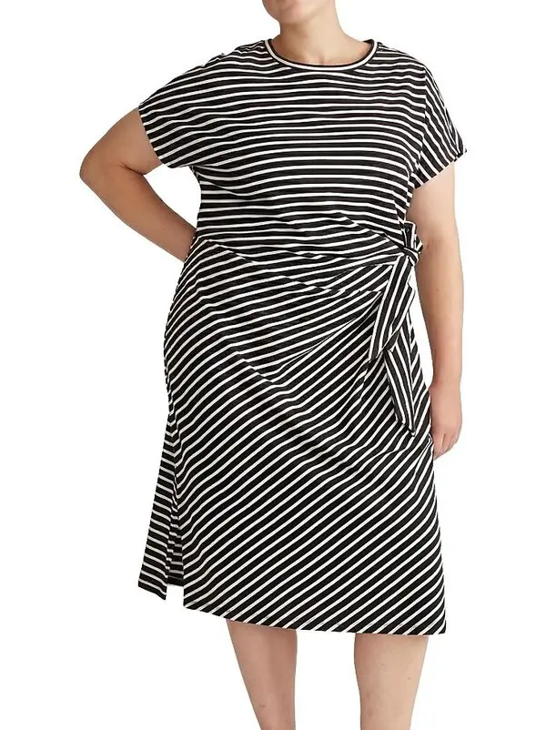 Universal Standard Crescent Breton Stripe Knot Dress - Black/white Stripe