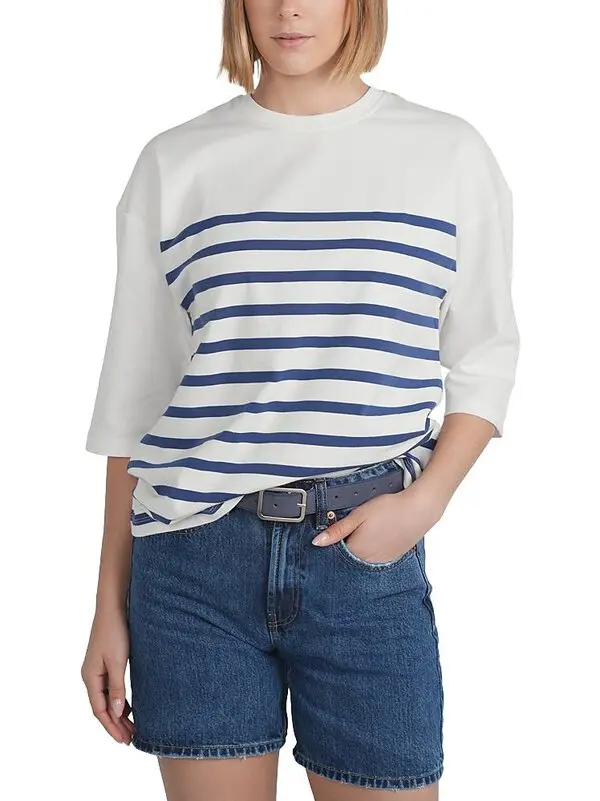 POINT Three-quarter Sleeve Tee - Ocean Stripe