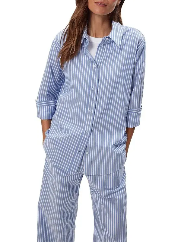 Michael Stars Stripe Carson Button Down Top - Sky