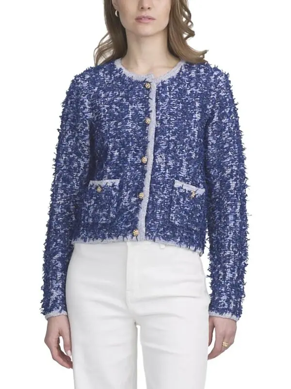 ELLE COLLECTION Boucle Cardigan - Blue Multi
