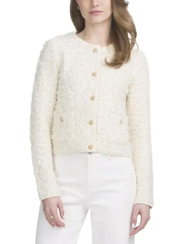 ELLE COLLECTION Boucle Cardigan - Ivory White