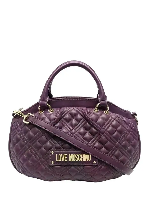 Moschino Quilted Logo-lettering Bag - Purple