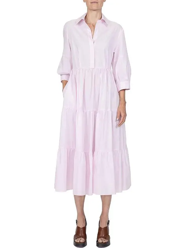 CALLAS MILANO Marseille Tiered Shirt Dress - Pink