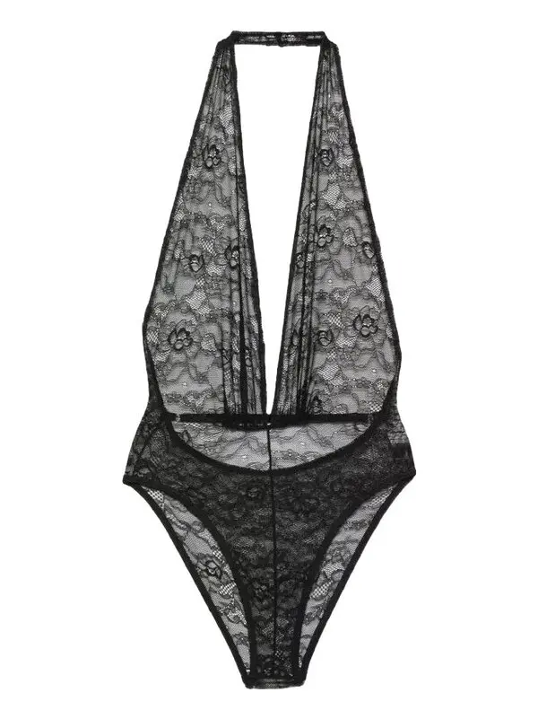Alchemy Fashions Lia Lace Halterneck Bodysuit - Black
