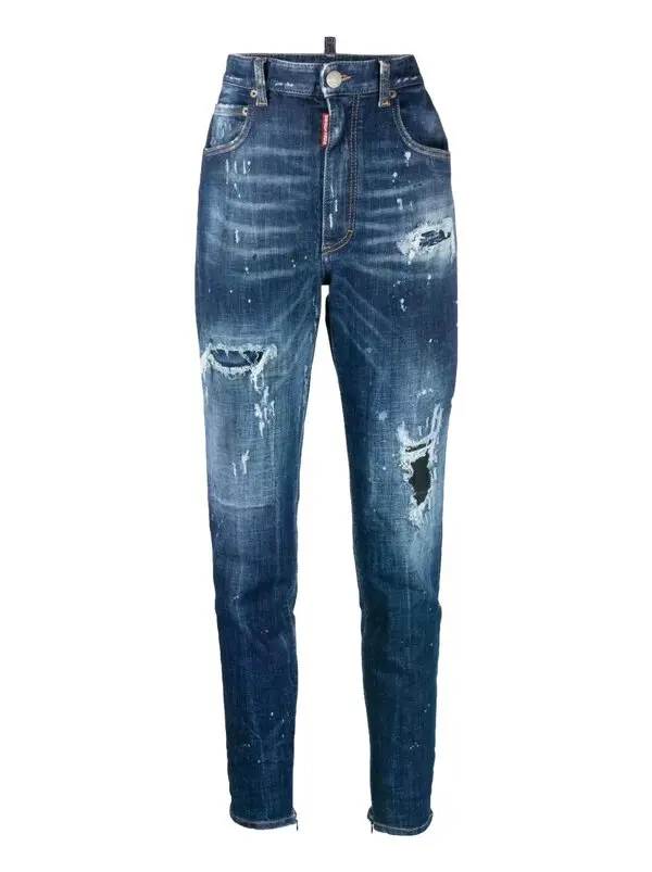 Dsquared2 Ripped-detail Tapered Jeans - Blue