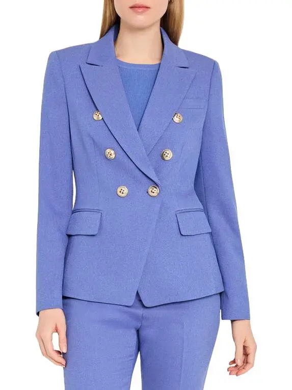 TAHARI ASL Double Breasted Twill Blazer - Deep Peri