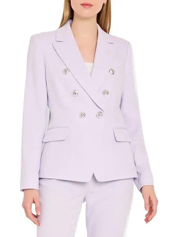 TAHARI ASL Double Breasted Twill Blazer - Soft Violet