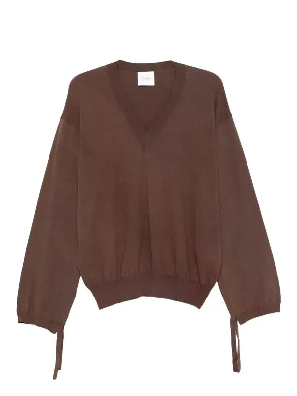 NUDE V-neck Pullover Sweater - Brown