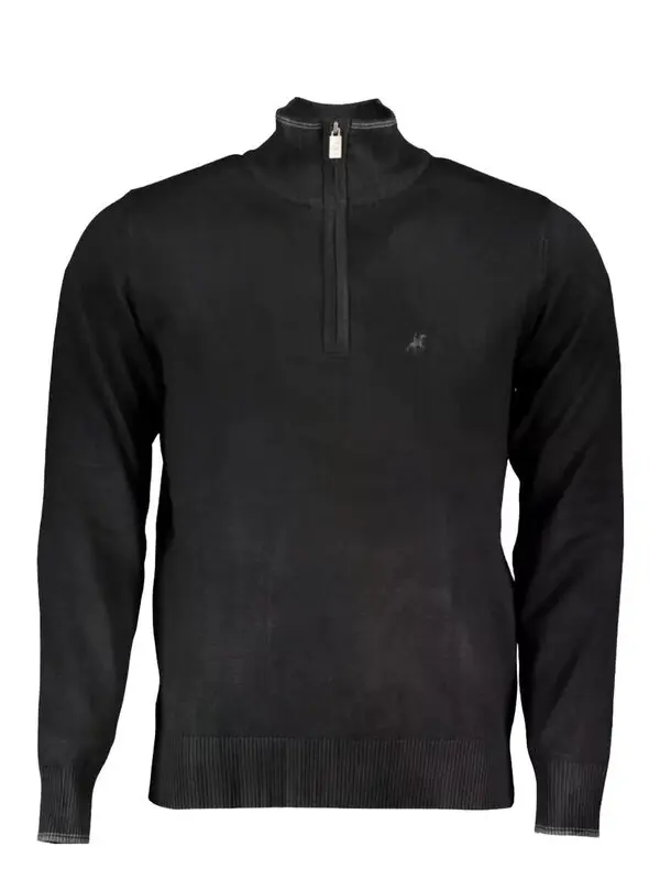 U.S. Grand Logo-embroidered Half-zip Sweater - Black