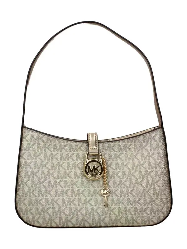 Michael Kors Monogram Tote Bag With Padlock Detail - Neutrals