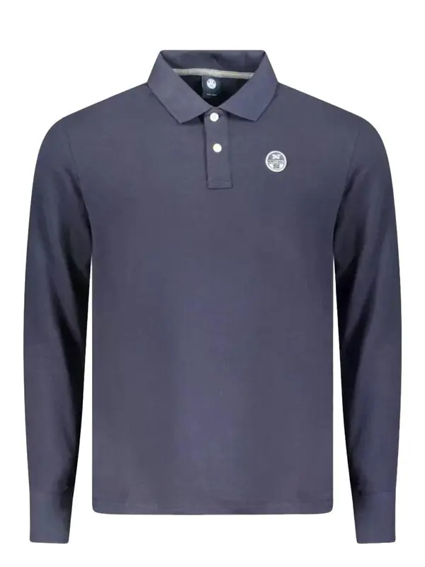 NORTH SAILS Long-sleeve Logo-patch Polo Shirt - Blue